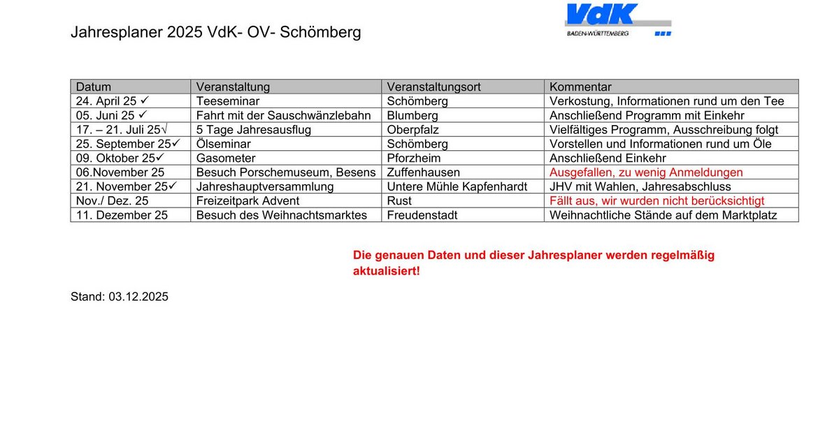 Jahresprogramm 2025 - Überblick - Sozialverband VdK Bayern e.V.