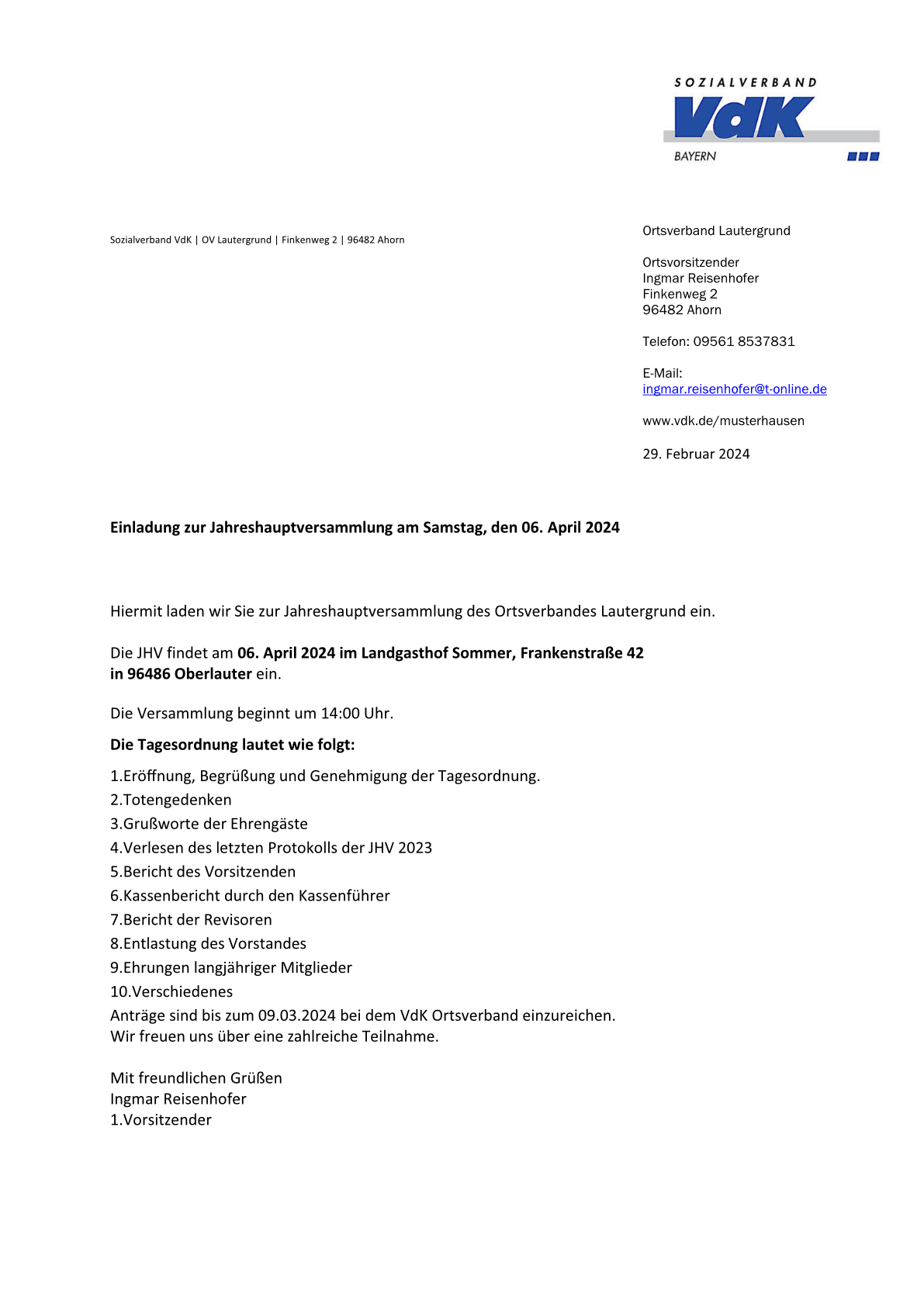 Jahreshauptversammlung 2024 - Sozialverband VdK Bayern e.V.